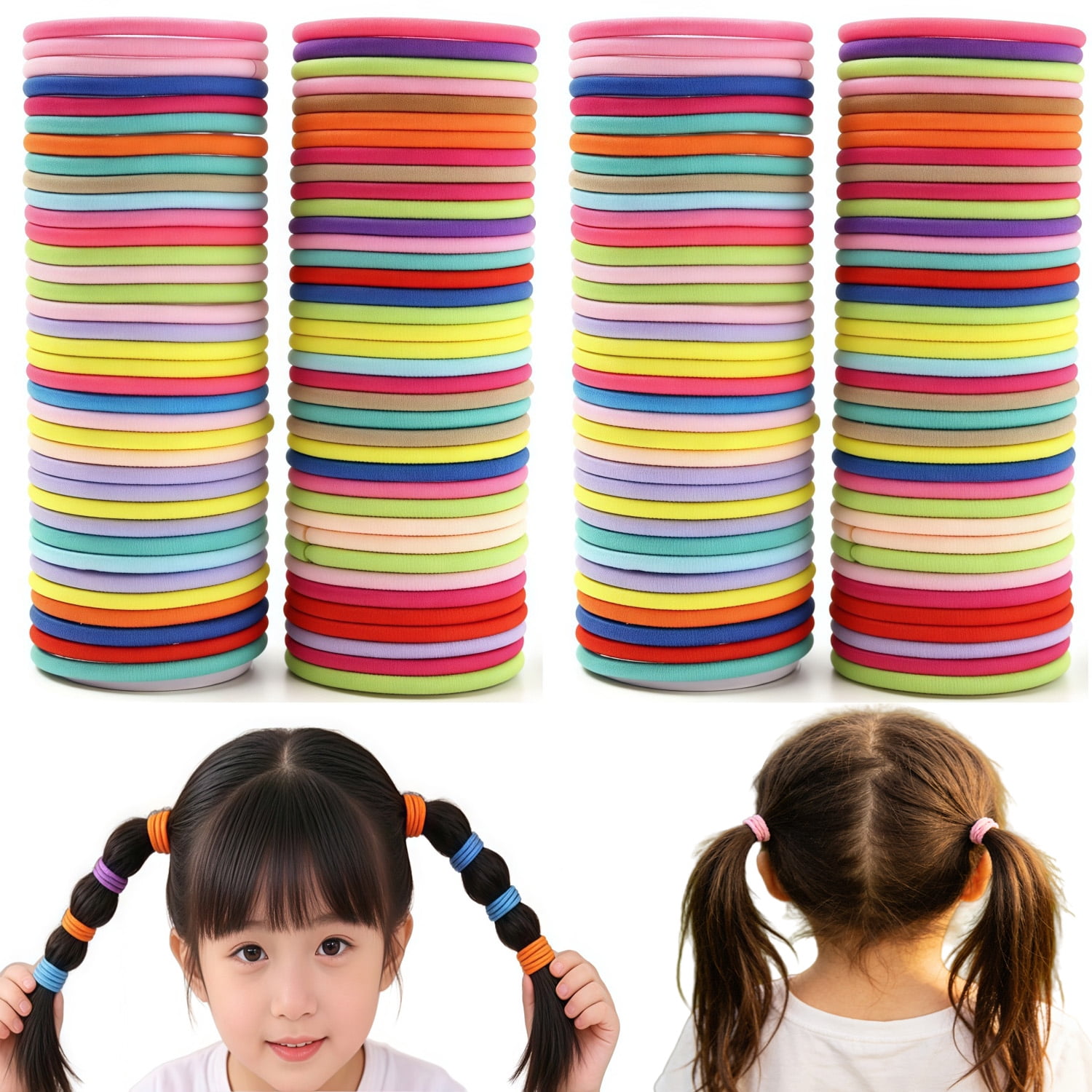Casewin 180pcs Baby Hair Ties, Stretchy Ponytail Holders, Soft Elastic ...