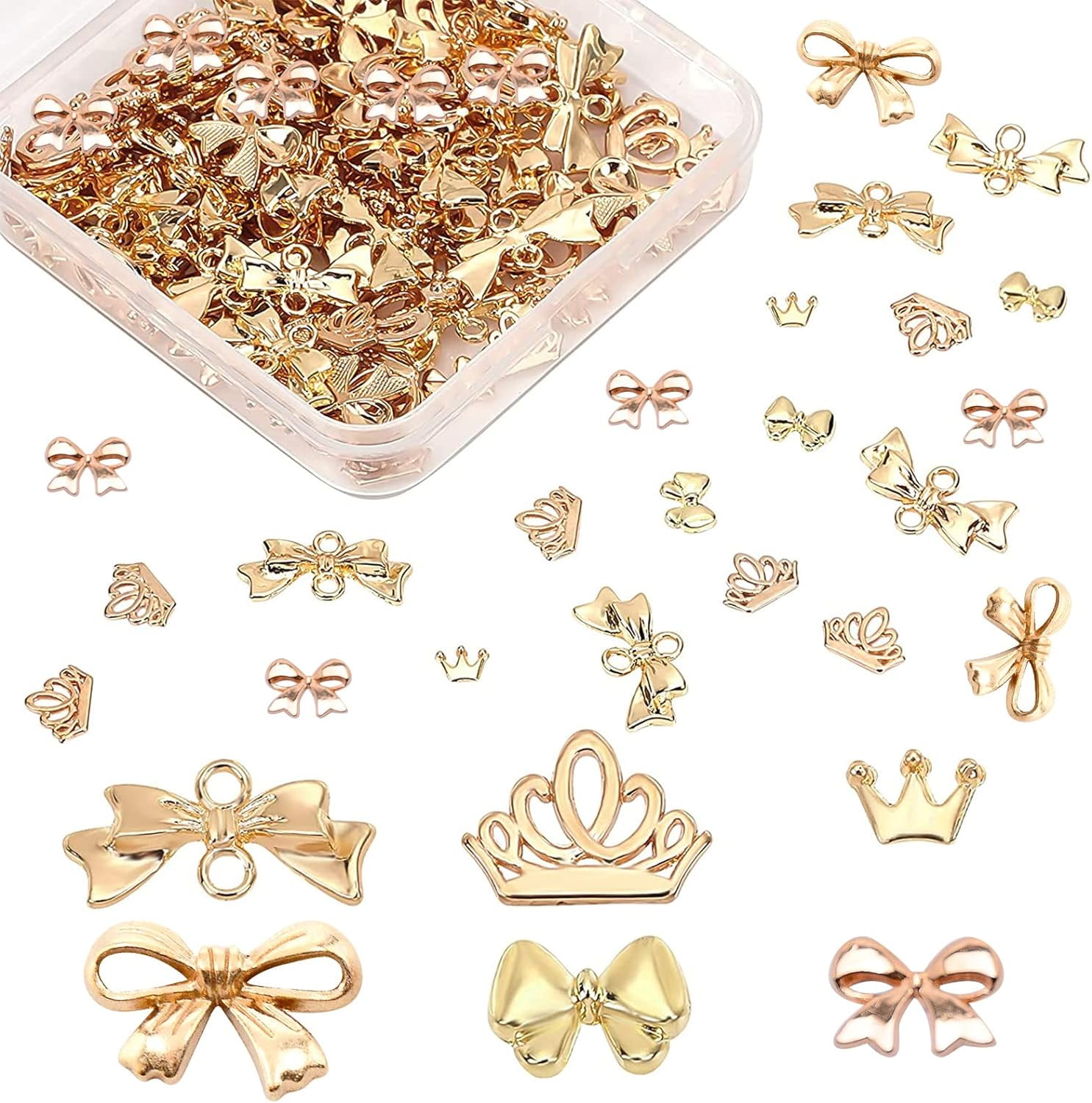 180pcs Bowknot Resin Fillers 6-Style Alloy Epoxy Resin Supplies Resin ...