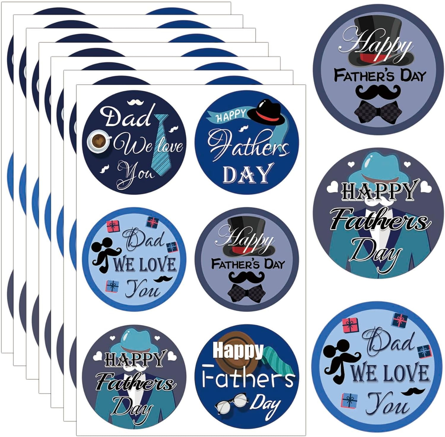 FENGHEMINGA Happy Father's Day Stickers, 180pcs, 2 Inch, Dad Gift Tags ...