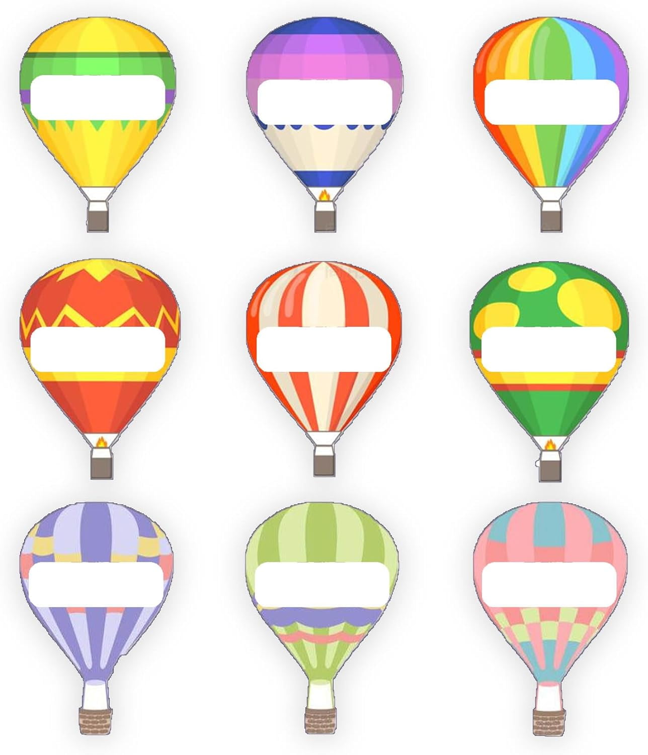 180pcs Hot Air Balloon Name Tag Stickers Colorful Balloon Blank ...