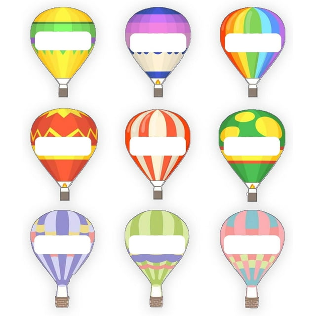 180pcs Hot Air Balloon Name Tag Stickers Colorful Balloon Blank ...