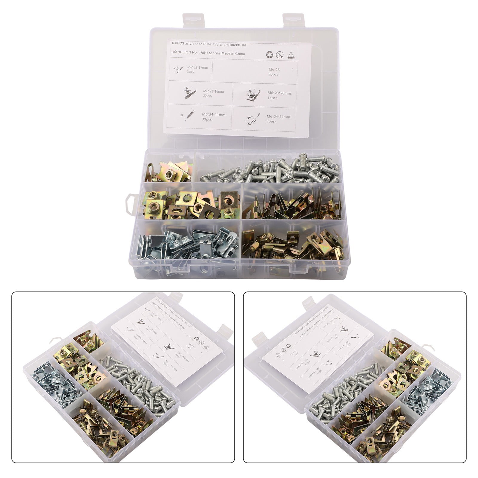 180pcs M6 Stainless Steel U Type Clips Reed Nuts And Bolts Screws For ...