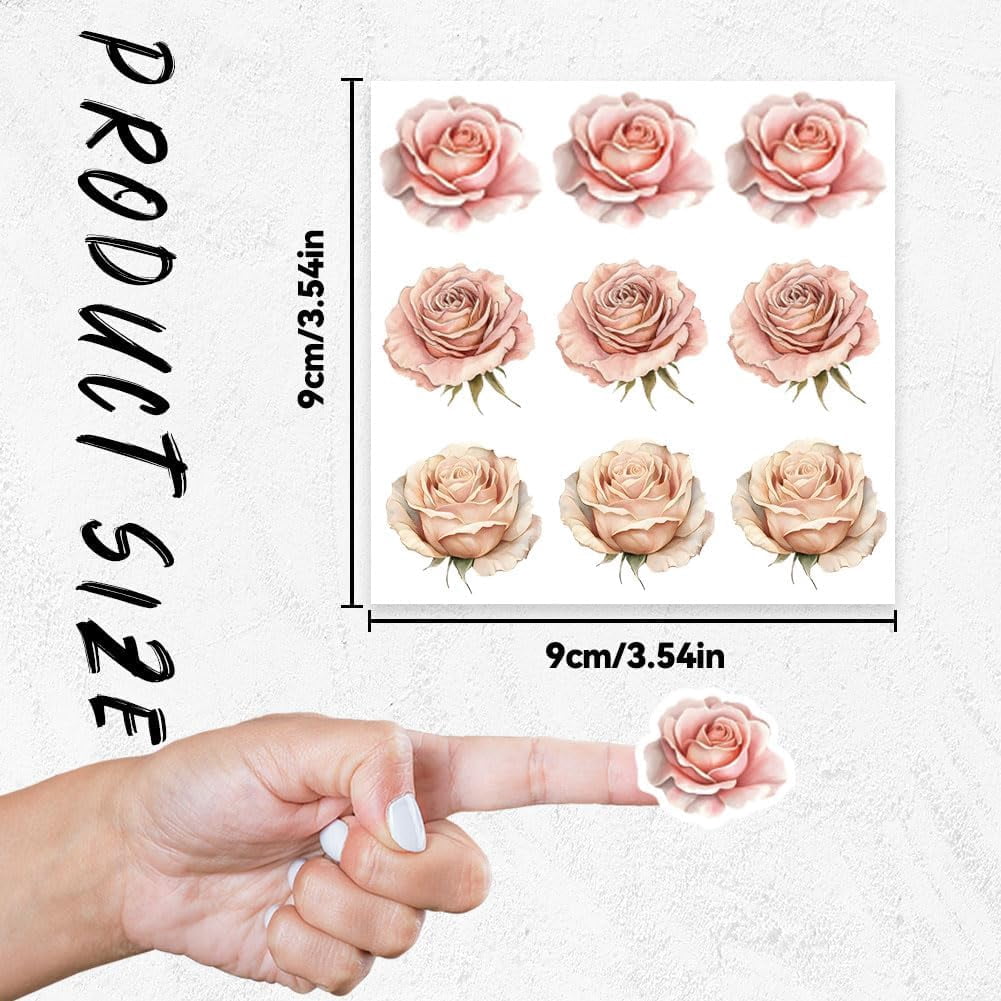 180pcs Pink Rose Stickers 3.54x3.54 inch Self-Adhesive Paper Decorative ...