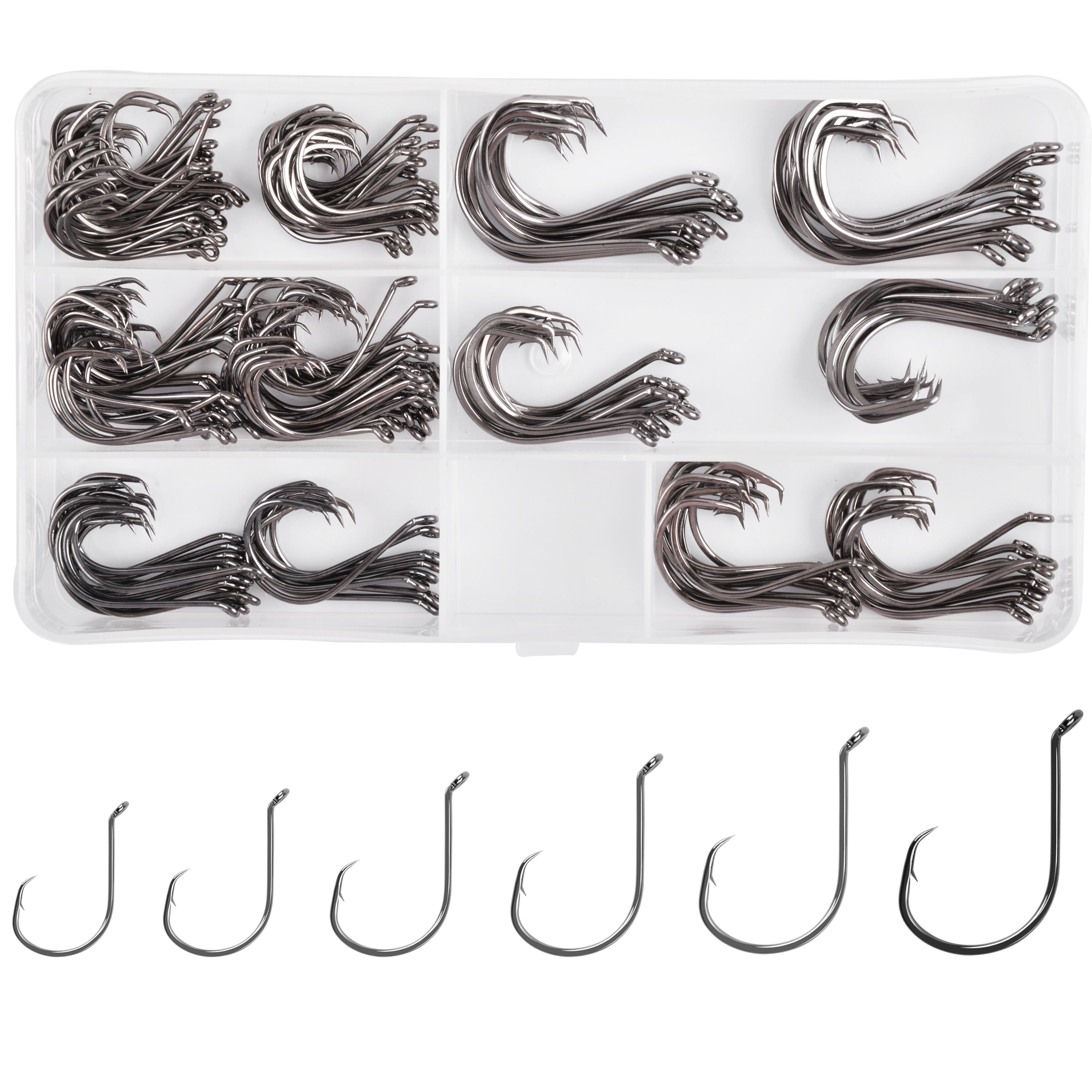 180pcs Saltwater Circle Hooks Kit 2X Strong Octopus Offset Fishing ...