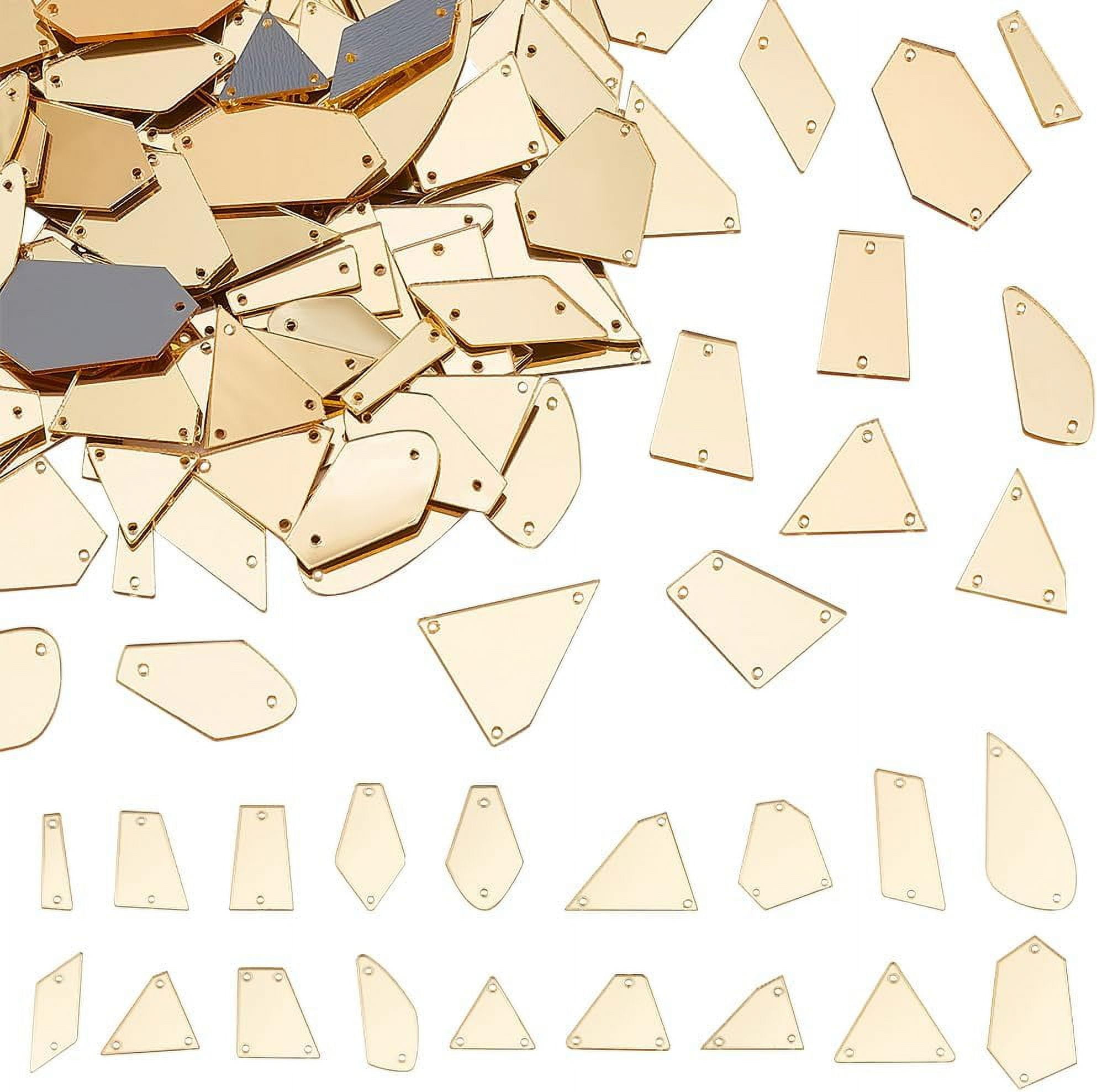 180pcs Sew on Mirror Rhinestones 18 Style Sew on Acrylic Mirror Flat ...