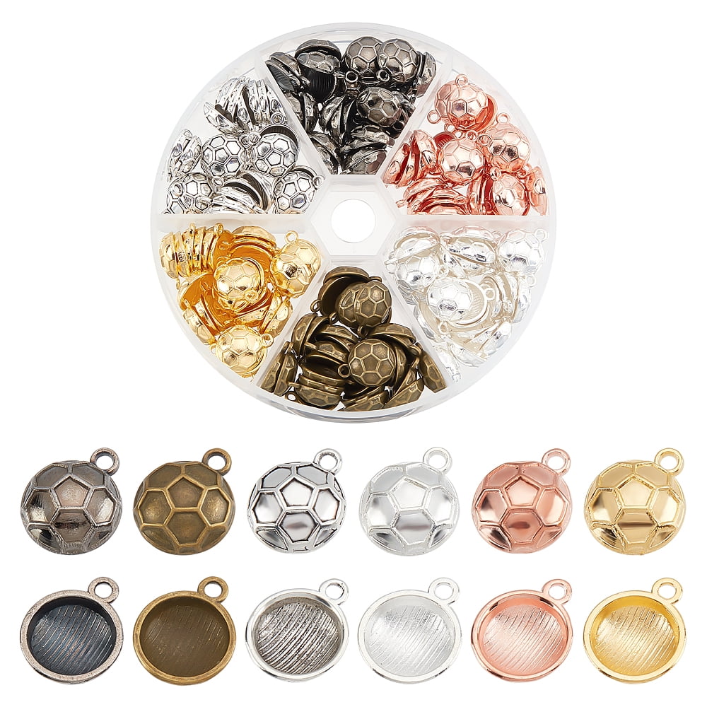 180pcs Soccer Sports Charms 6 Colors Ball Games Pendants 12mm Alloy ...