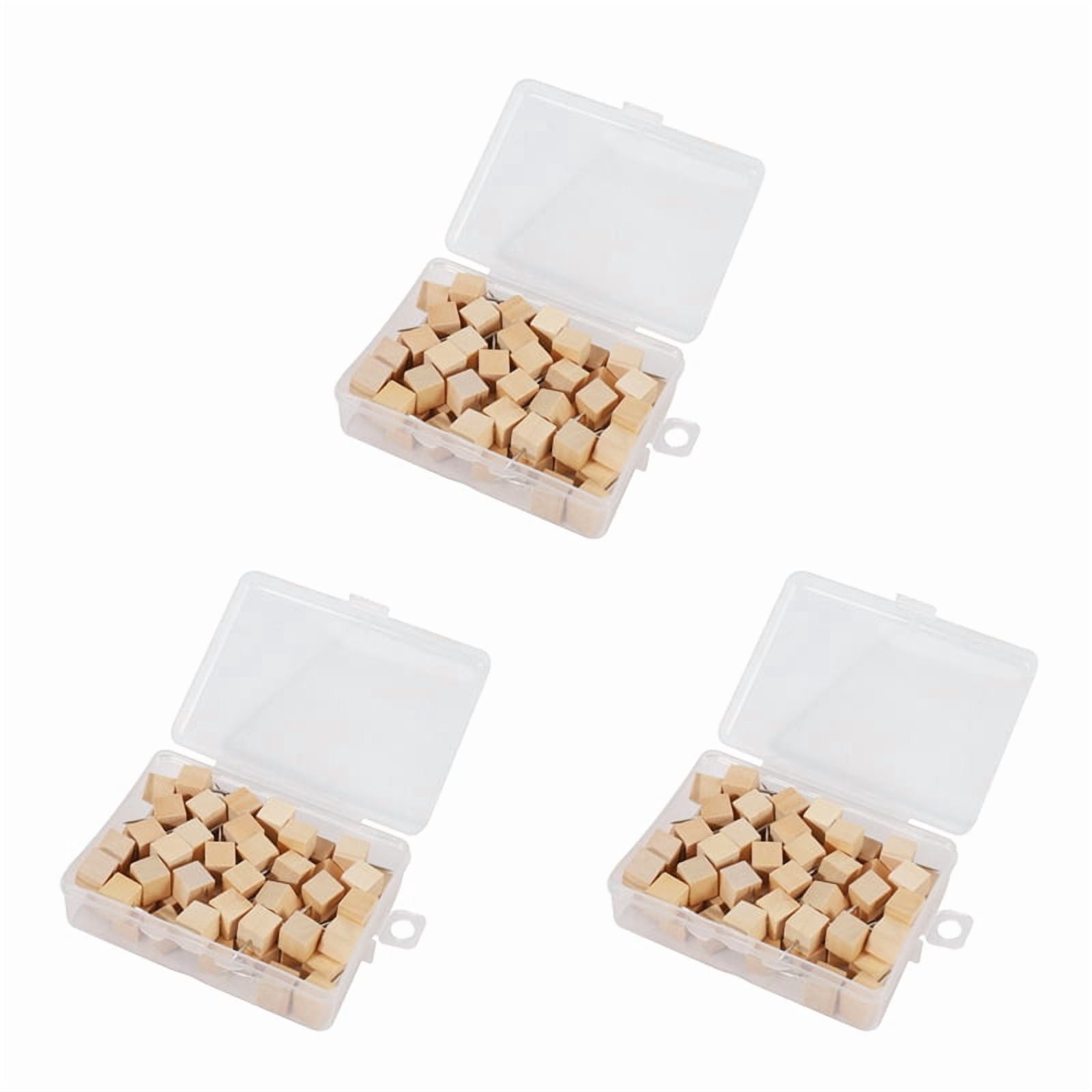 180pcs Square Wood Decorative Push Pins, Wood and Steel Needle Point ...