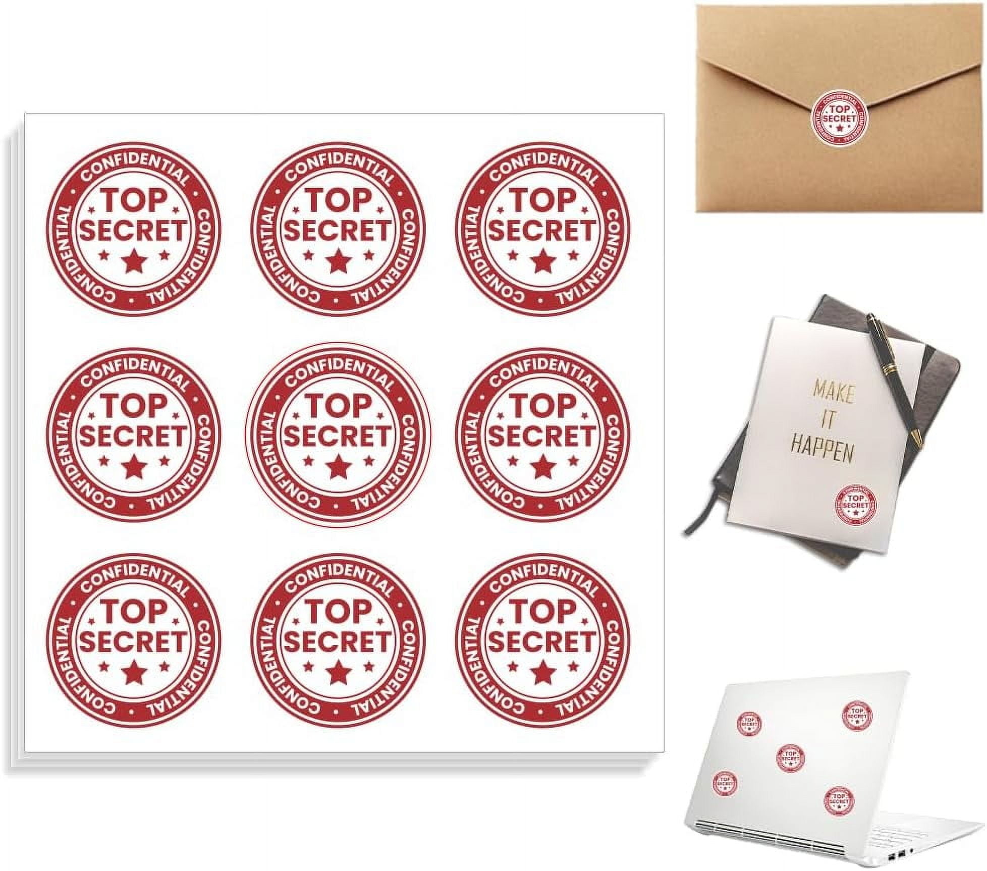 180pcs Waterproof Self-Adhesive Stickers 1 x 1 Inch Top Secret for ...