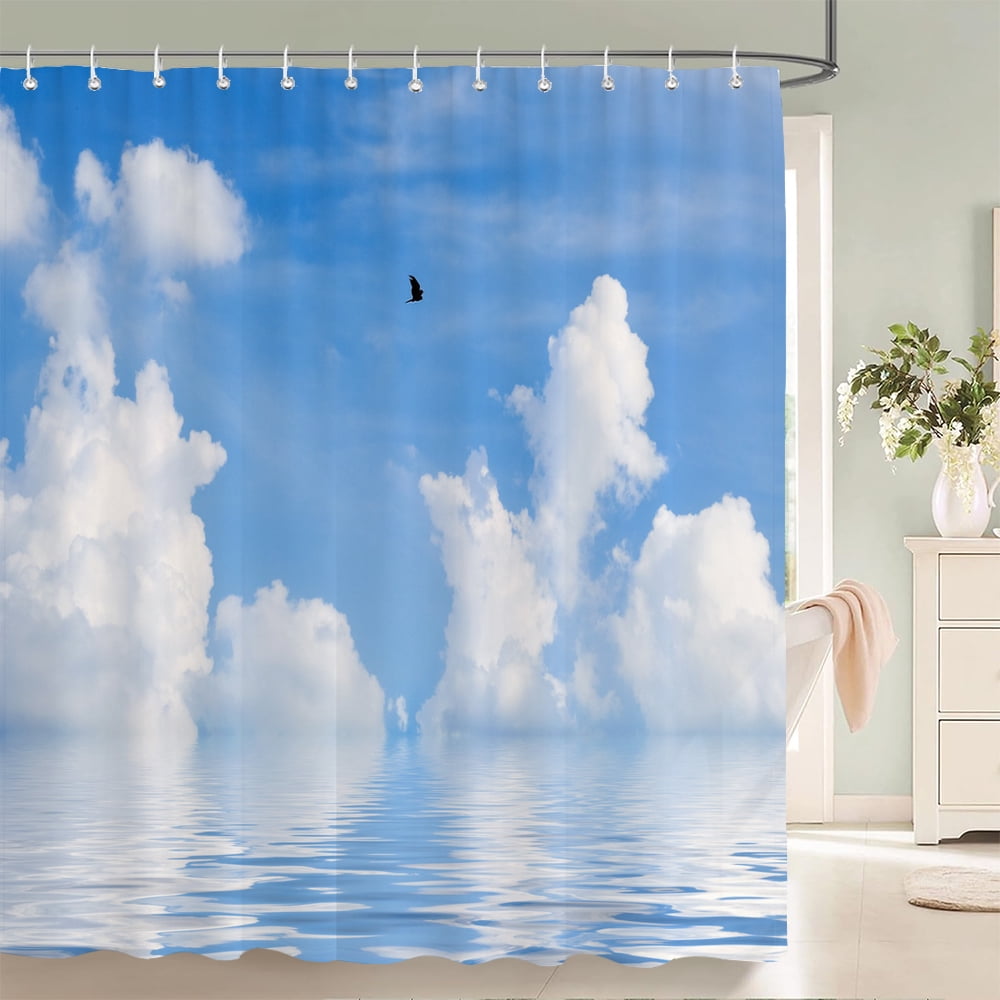 180x180CM Blue sky Clouds Sunny Nature Scenery 3D Printing Shower ...