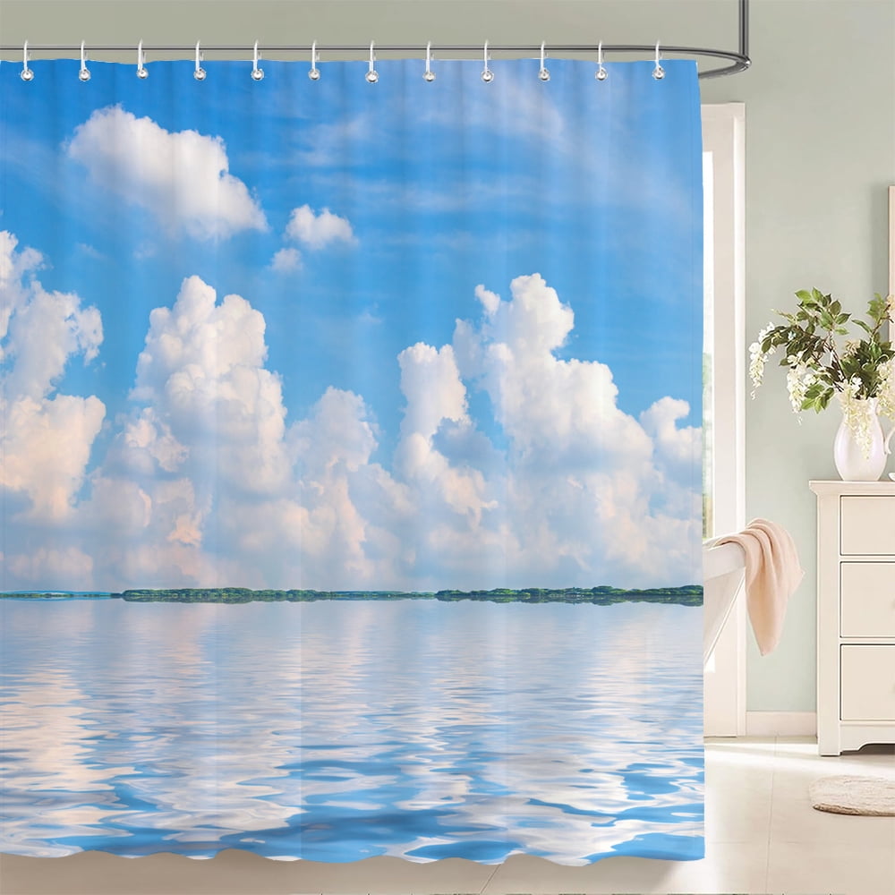 180x180CM Blue sky Clouds Sunny Nature Scenery 3D Printing Shower ...