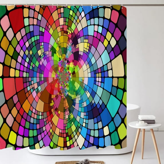 180x180cm Colorful Art Geometry Printed Fabric Bathroom Shower Curtain ...