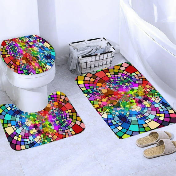 180x180cm Colorful Art Geometry Printed Fabric Bathroom Shower Curtain ...