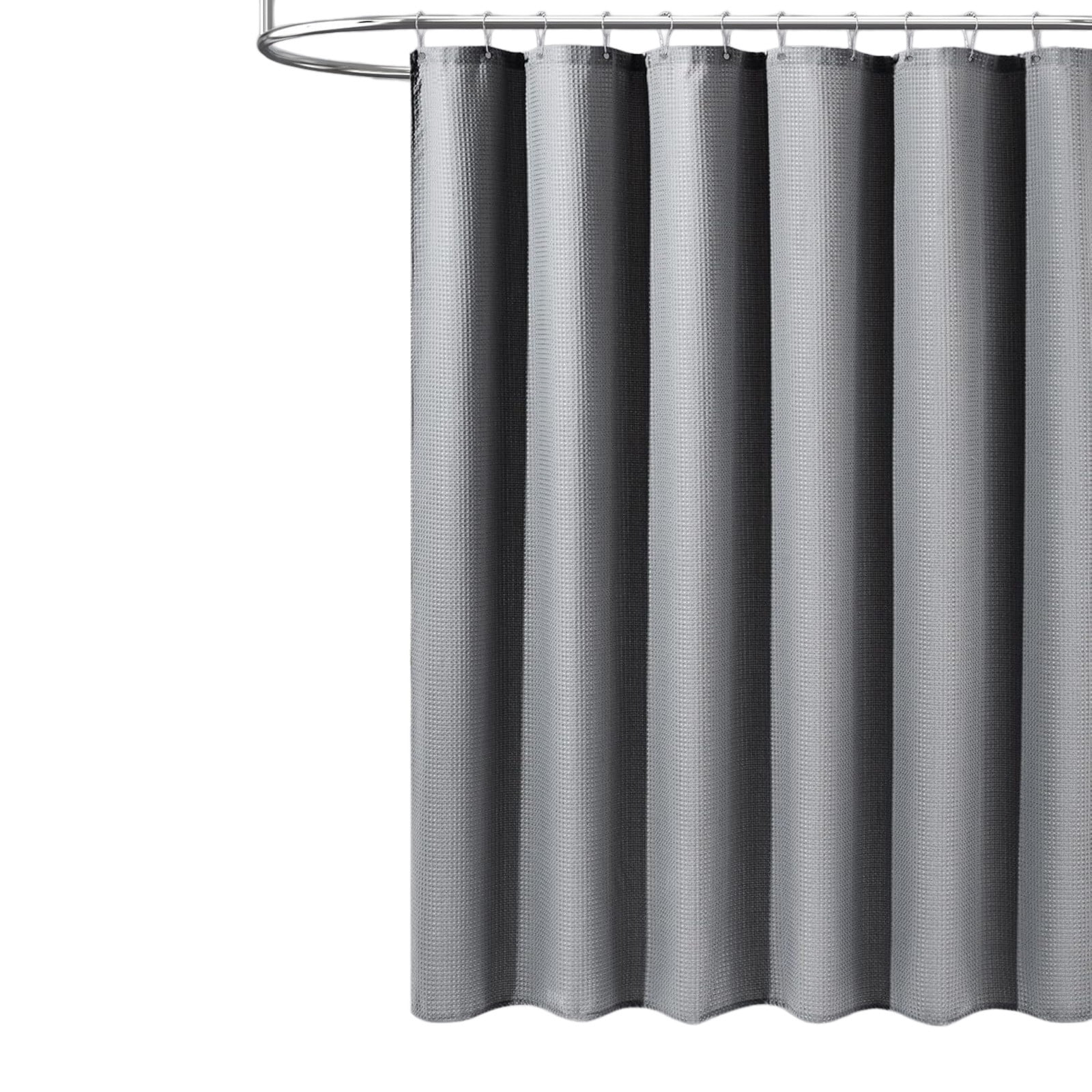 180x180cm Waffle Weave Shower Curtain - Heavy Duty Textured Dark Gray ...