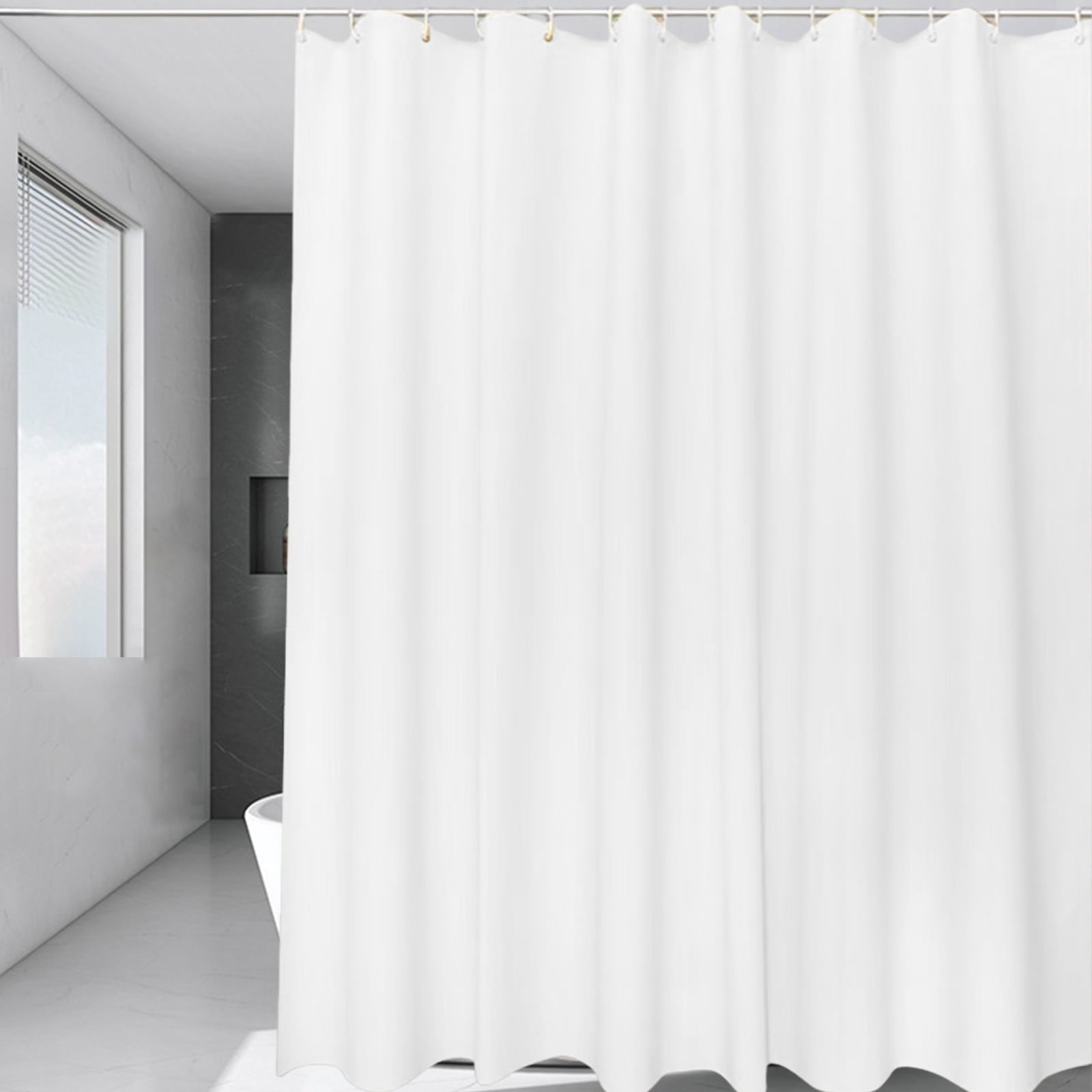 180x200cm Waterproof Shower Curtain - White Polyester Bathroom Curtain ...