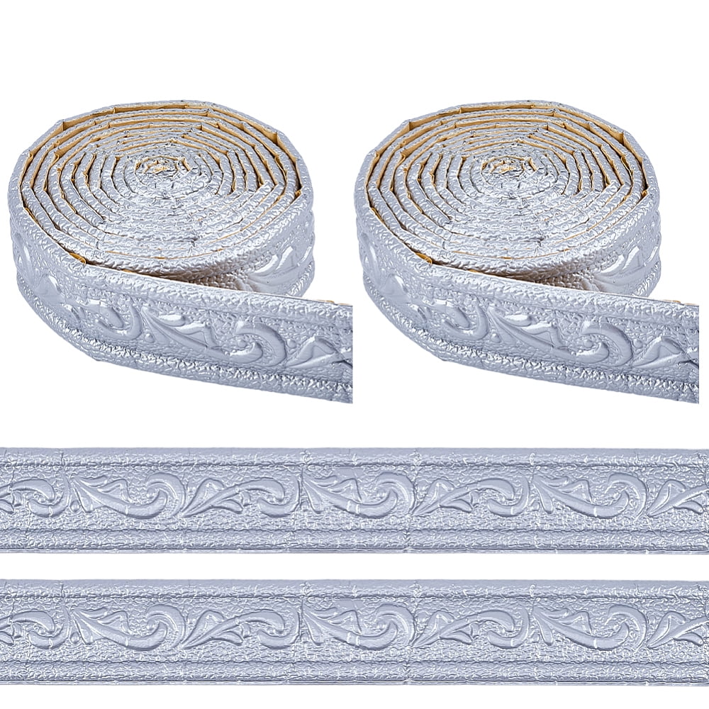 180x2in Silver Gray Foam Molding Trim 3D Floral Peel and Stick Self ...