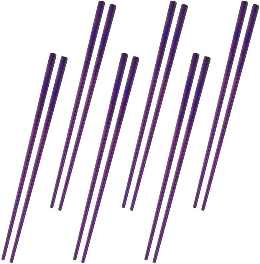 1810 Stainless Steel Chopsticks Set of 6 Multicolor Metal Chopsticks ...