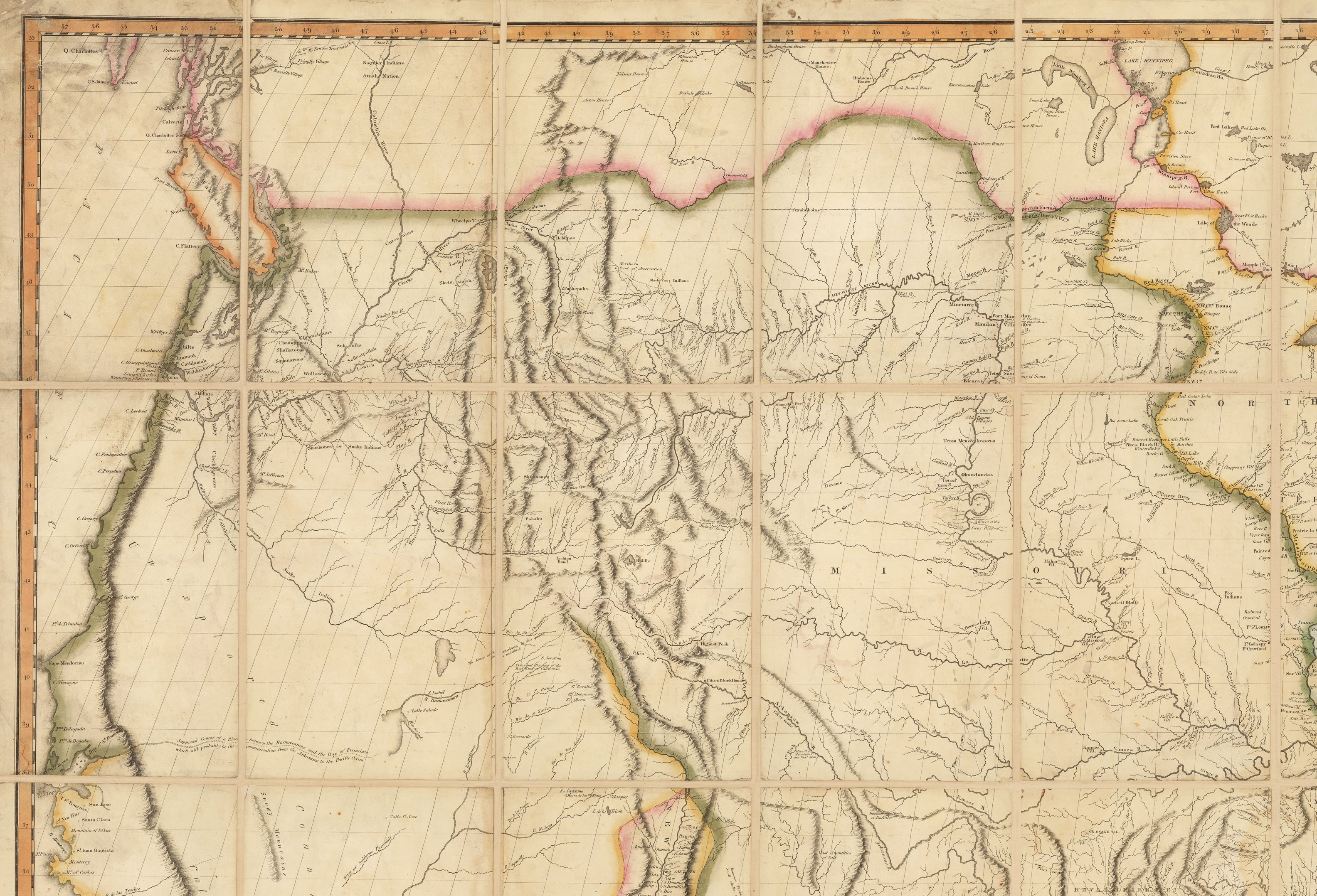1816 Map of the United States with the contiguous British and Spanish ...
