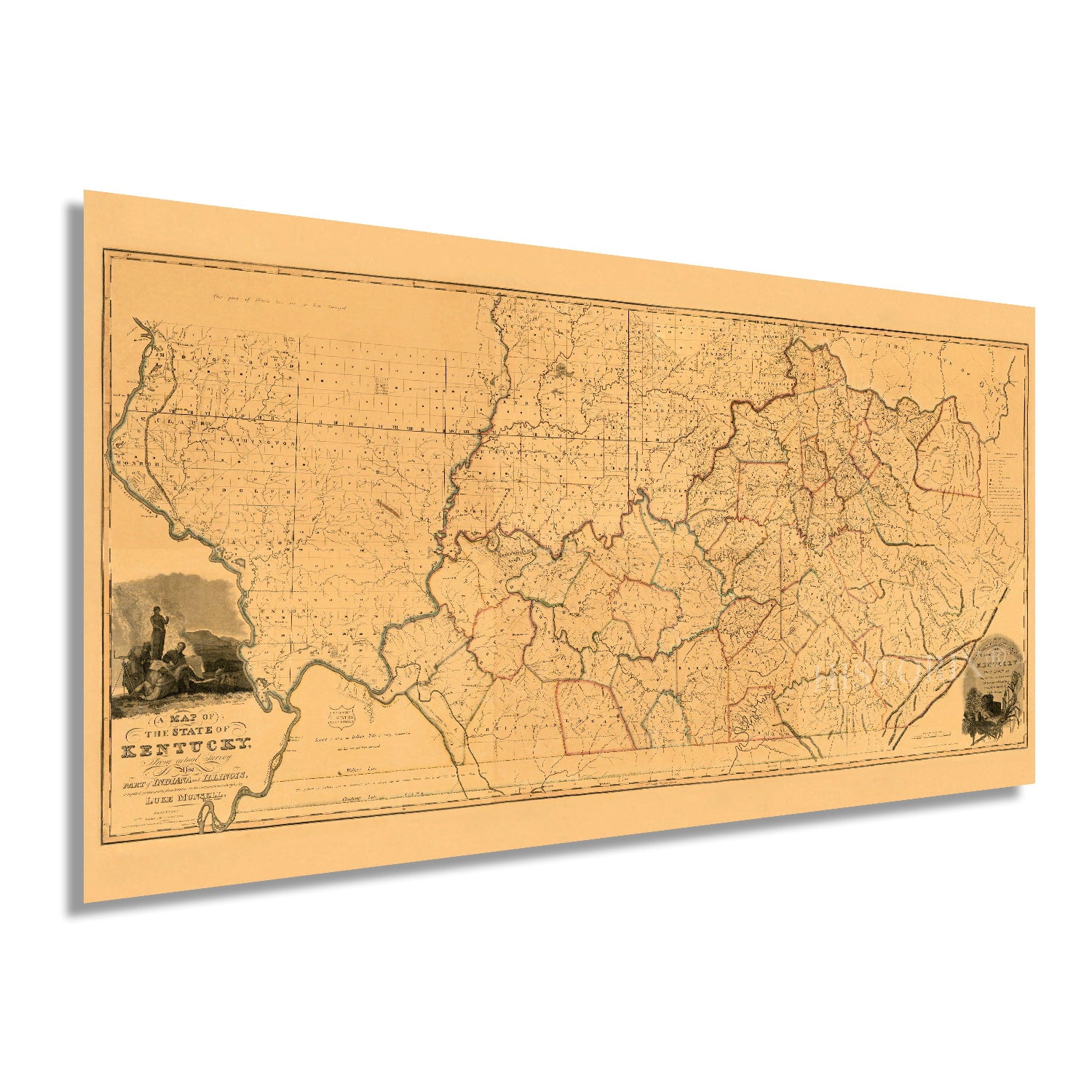 1818 Kentucky State Map from Actual Survey - Vintage Map of Kentucky ...