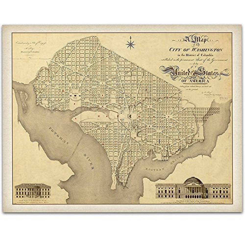1818 Map of Washington DC Art Print - 11x14 Unframed Art Print - Great ...