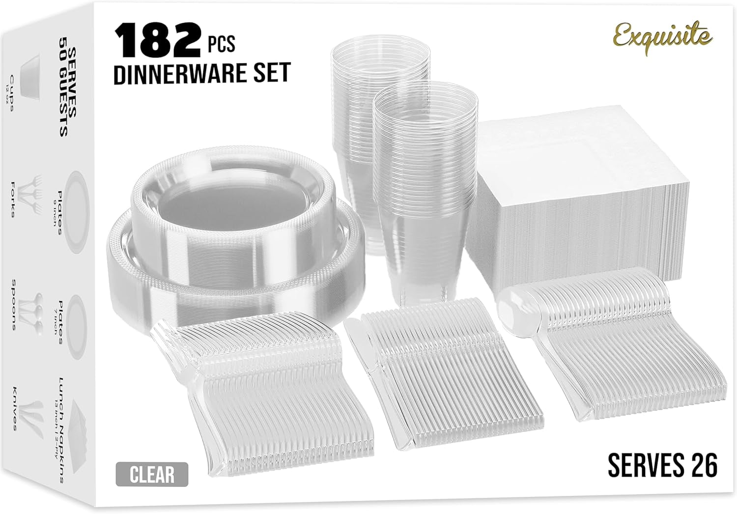 182 Pcs Lavender Plastic Plates For Party, Lavender Disposable Plates ...