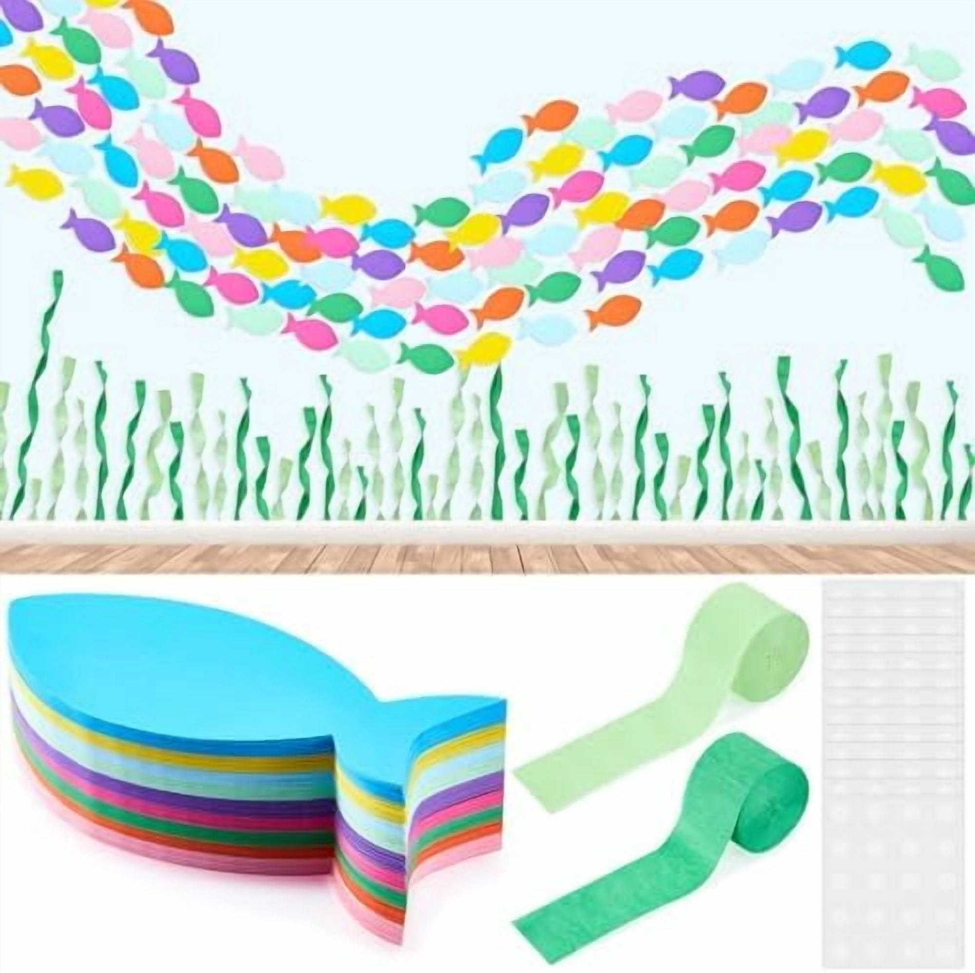182 Pcs Under The Sea Party Decorations 180 Pcs Colorful Fish Cutouts ...