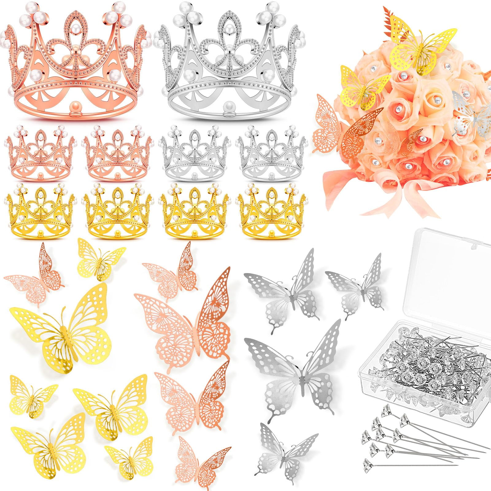 182-Piece Flower Bouquet Accessories Kit with Corsage Pins, Cake Topper ...