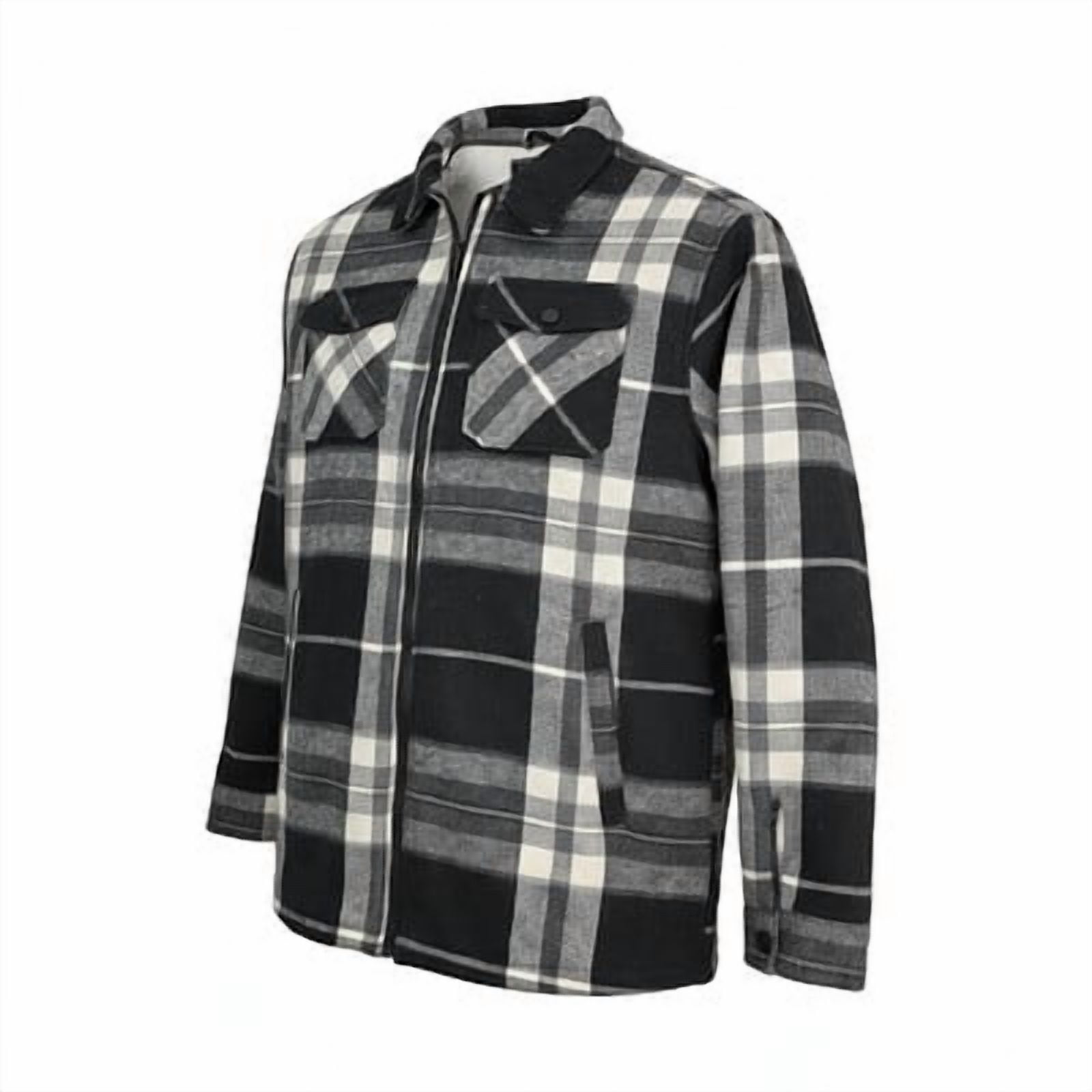 1826 Men's Sherpa-Lined Flannel Shackets- Warm Zip-Up Layer for Cold ...