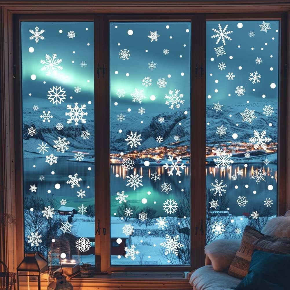 182pcs Snowflake Window Stickers Snowflake Window Stickers Christmas ...