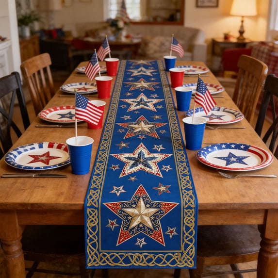 183×33Cm Independence Day Table Linen Set, Festive Patriotic Printed ...