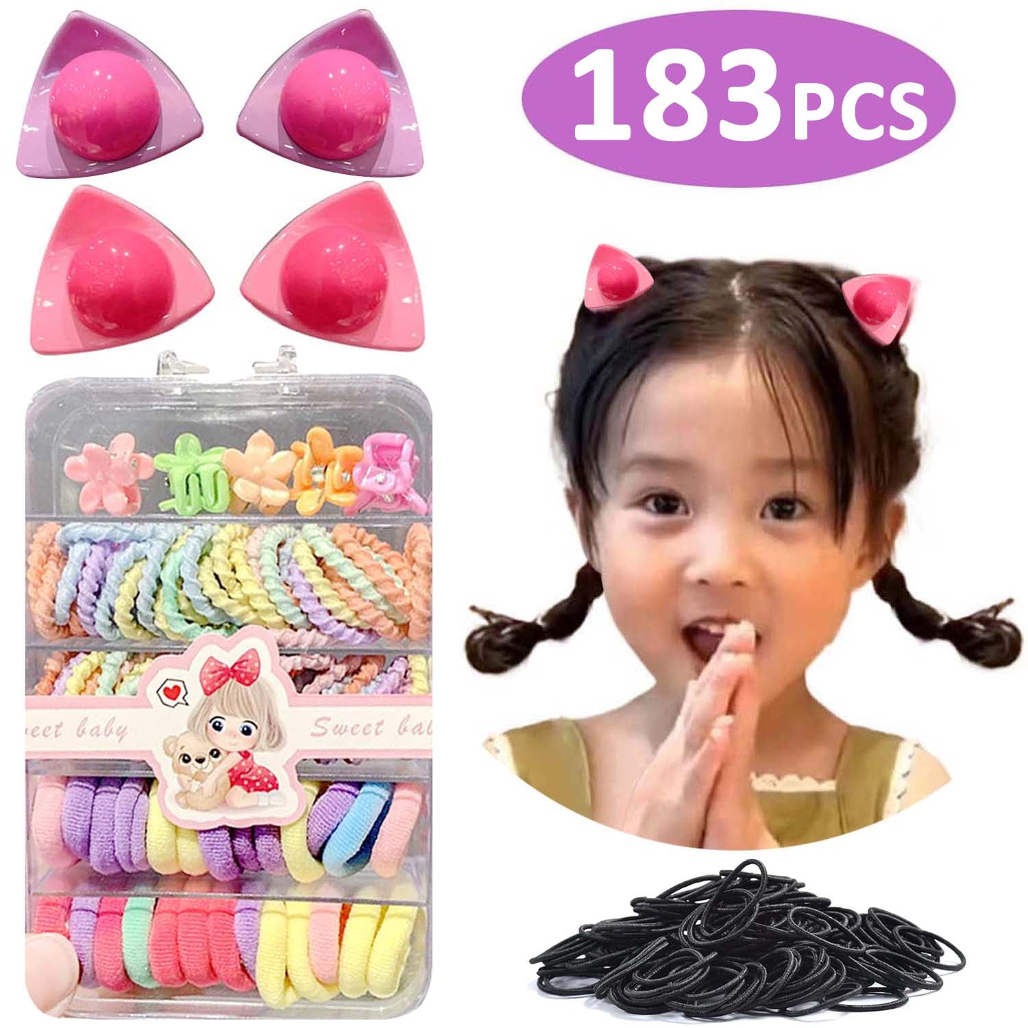 183 PCS Hair Accessories Set for Girls - Cute Cat Ear Hair Clips and ...