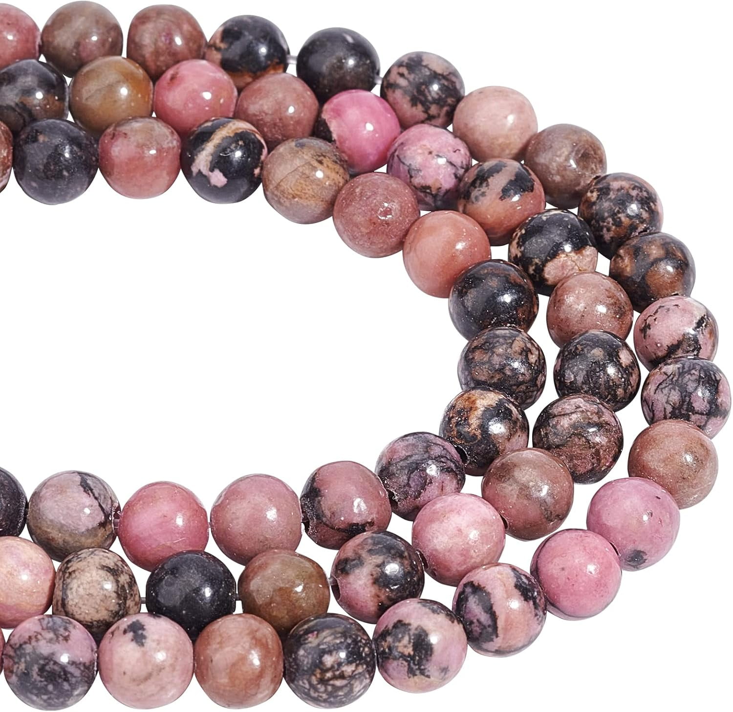 183 Pcs Natural Rhodonite Beads 6mm Round Gemstone Beads 3 Strands ...