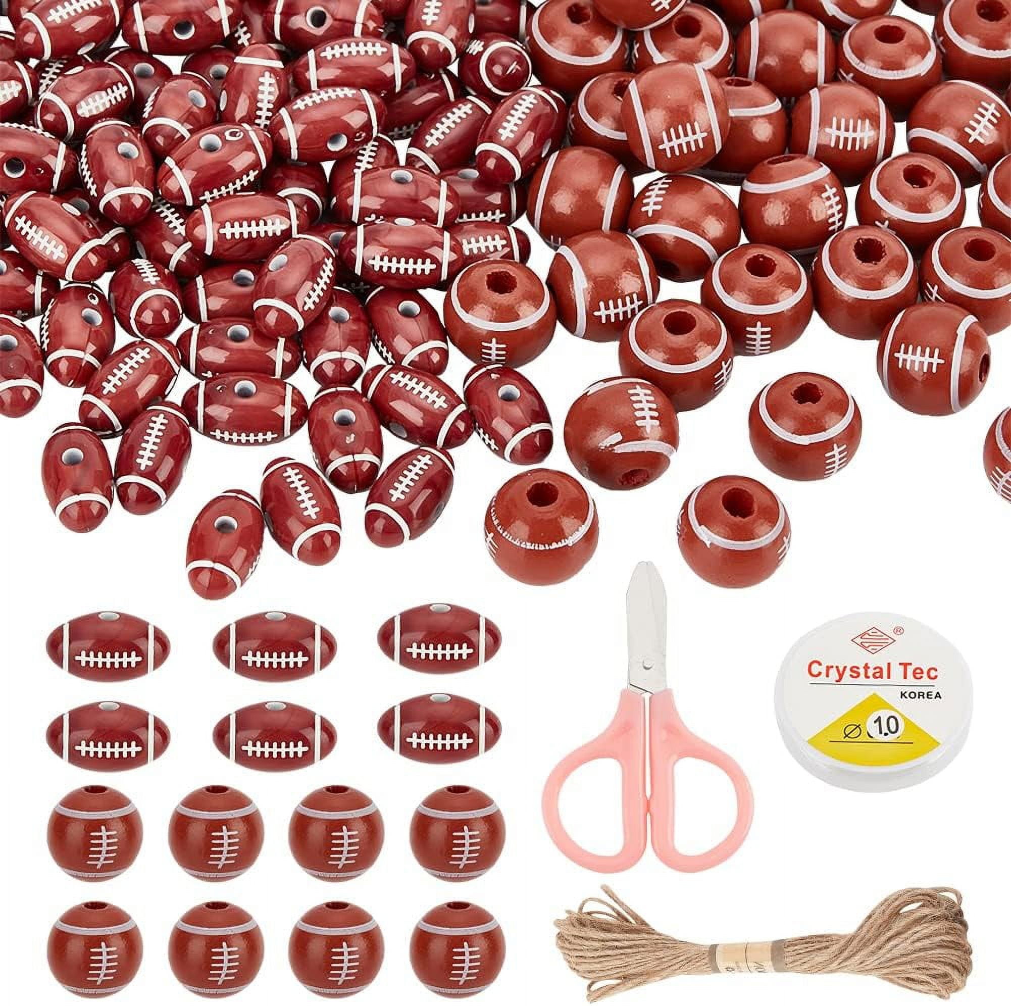 183 Pcs Sports Ball Beads Set Including 140 Pcs 18mm Acrylic Rugby ...