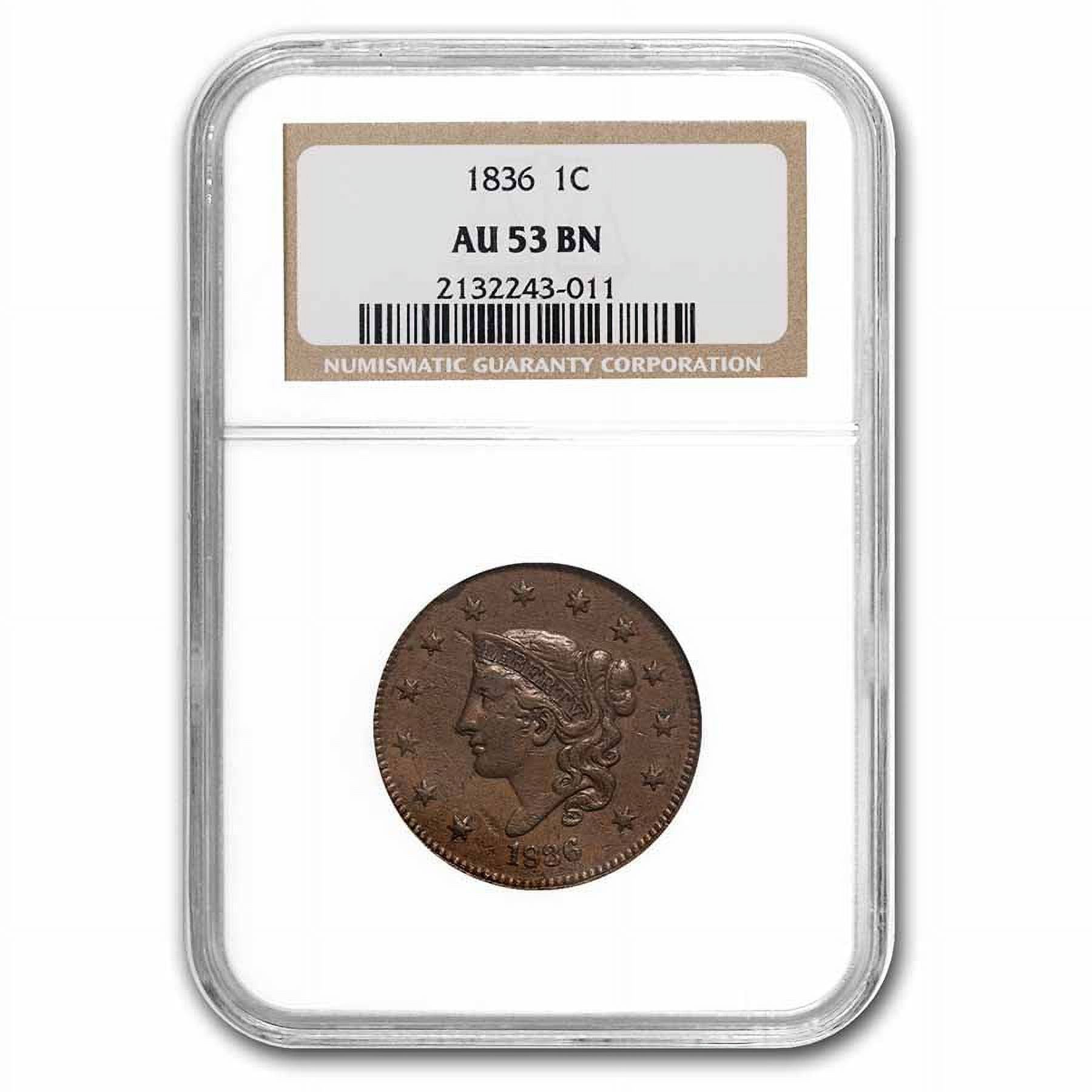 1836 Large Cent AU-53 NGC (Brown) - Walmart.com