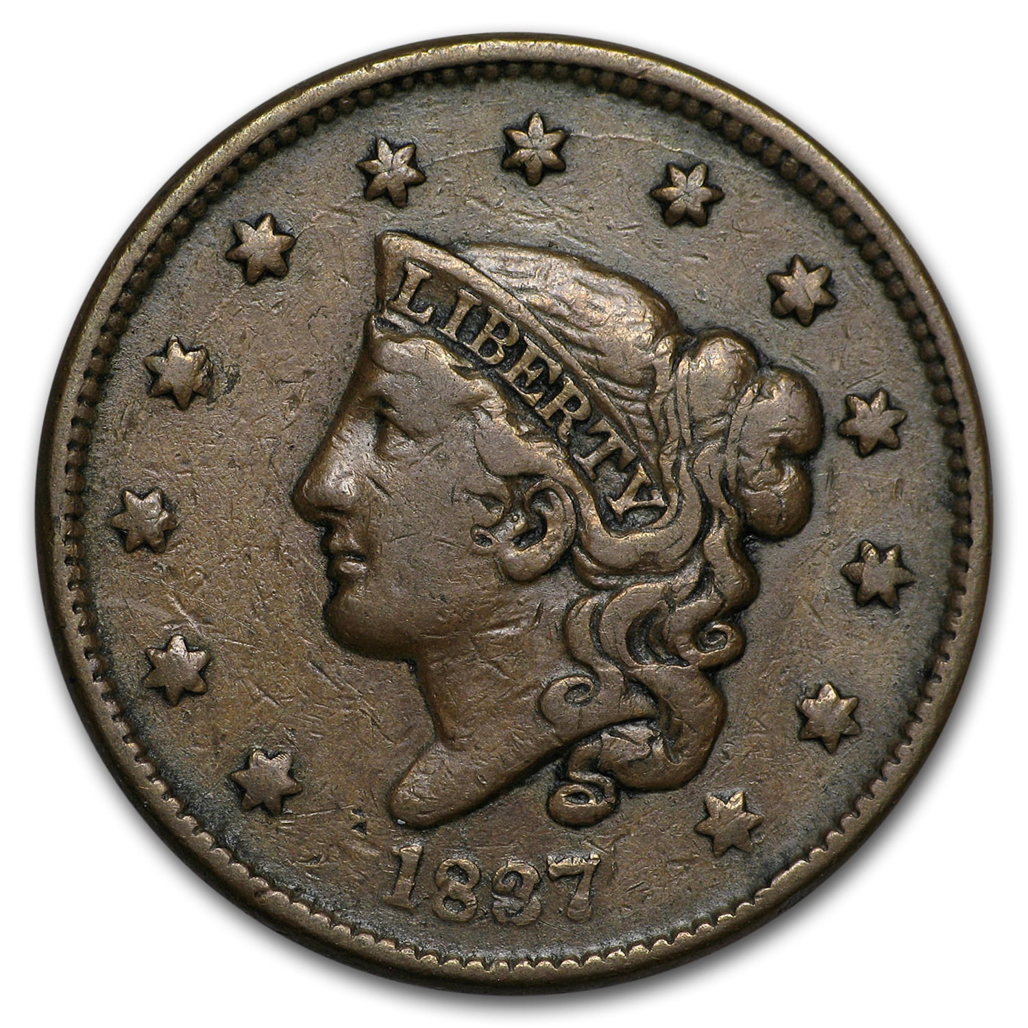 1837 Large Cent VF - Walmart.com