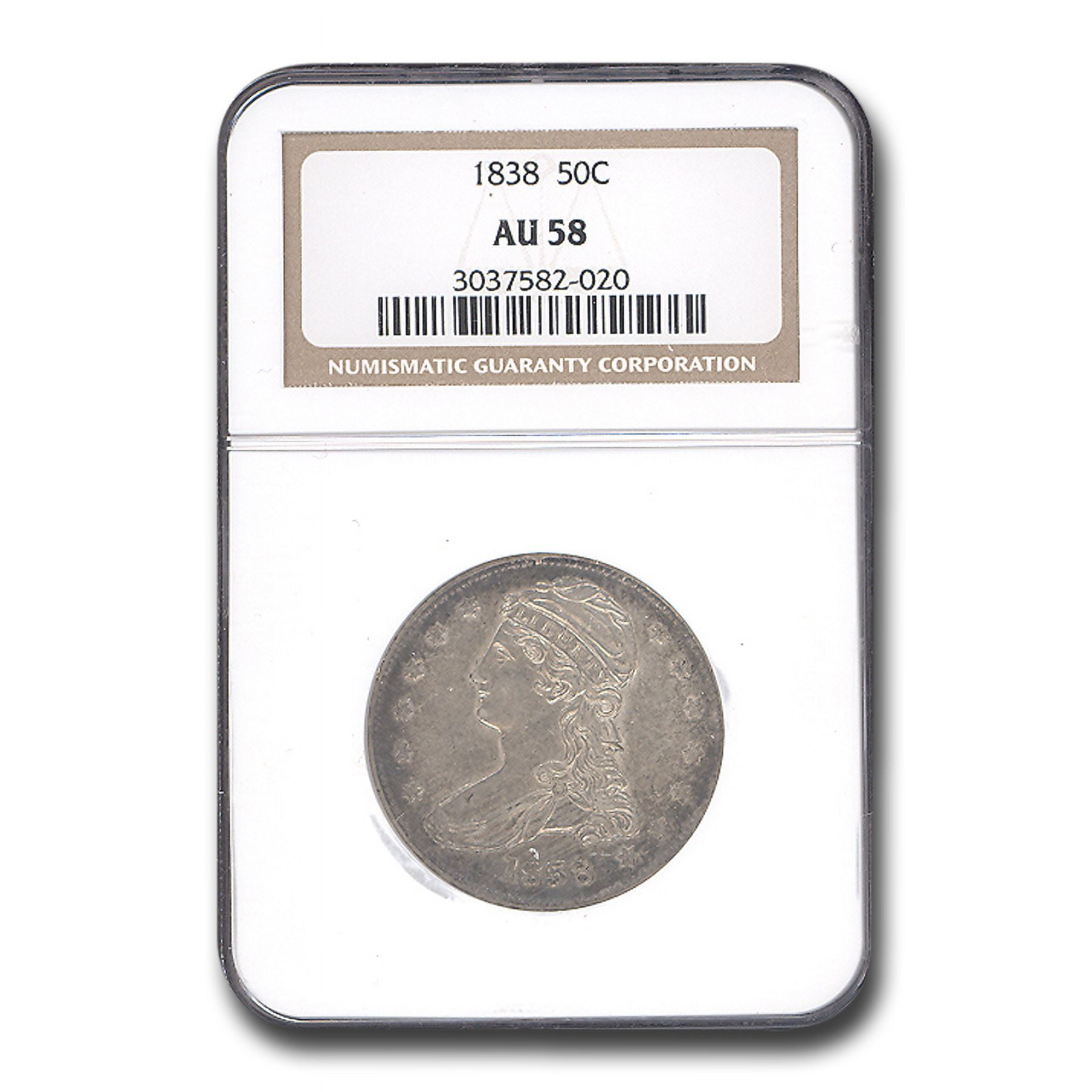 1838 Reeded Edge Half Dollar AU-58 NGC - Walmart.com