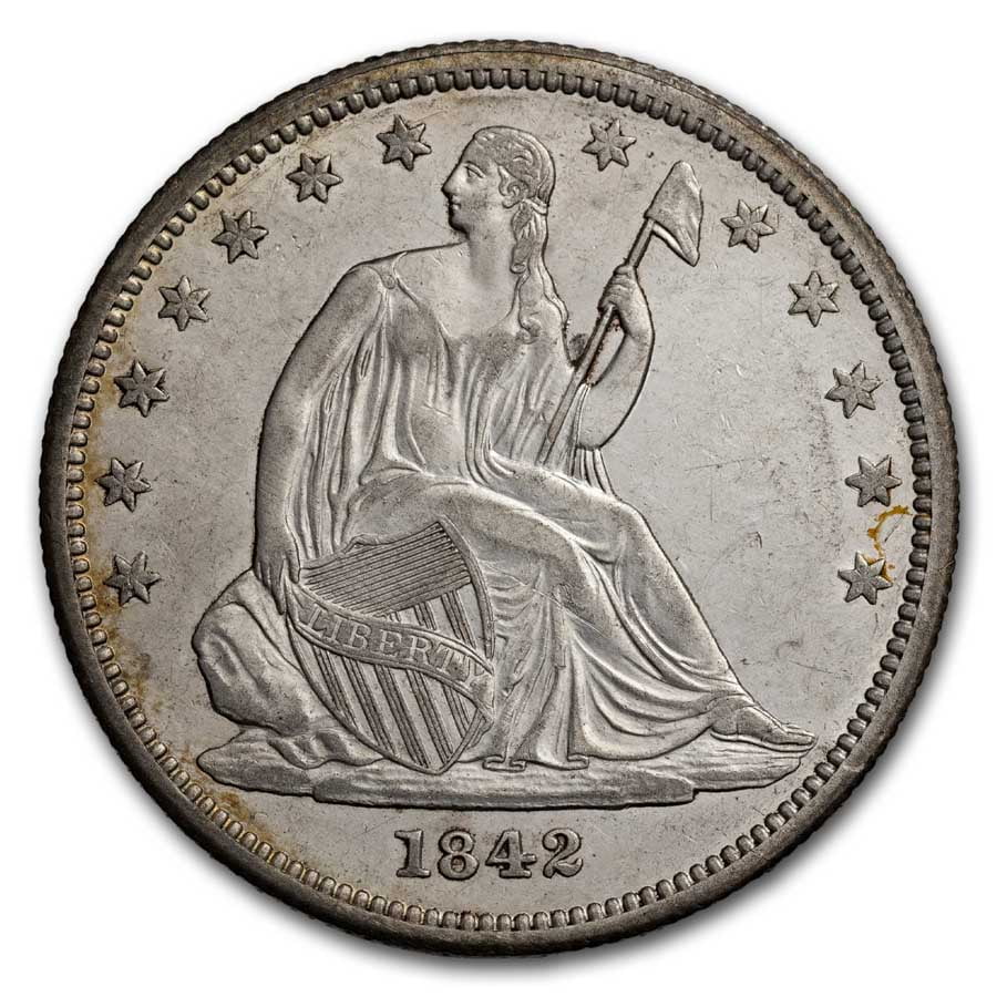 1842 Liberty Seated Half Dollar (Sm Date, Rev of 42) AU Details ...