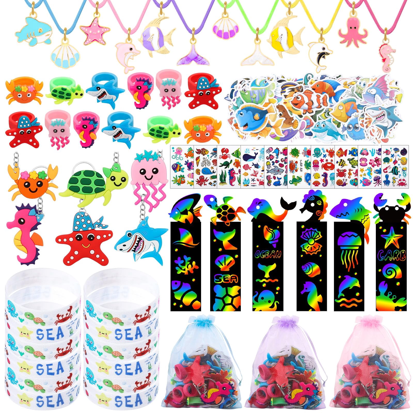 184Pcs Under the Sea Party Favors for Kids, Ocean Sea Animals Themed ...
