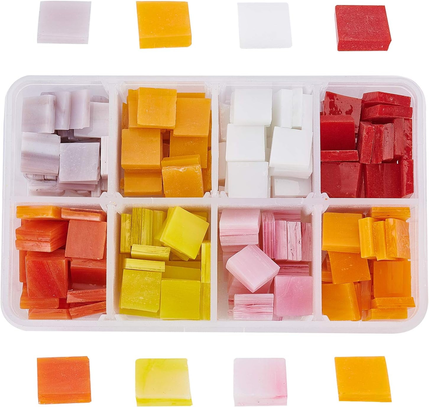 184g 8 Colors Square Opaque Glass Cabochons Mosaic Tiles 10mm Colors ...