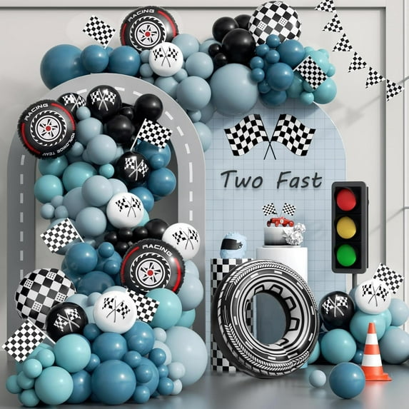 184pcs Race Car Balloon Garland Arch Kit, Two Fast Birthday Decorations ...