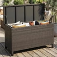 185 Gallon Outdoor Storage Box with Wheels, Large Brown Wicker Rattan ...