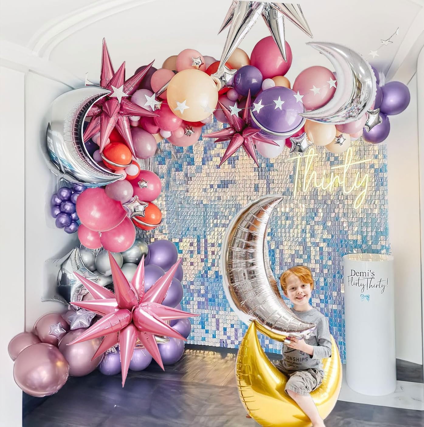 185 Pcs Baby Shower Theme Balloon Garland Arch Kit With Moon And Star ...
