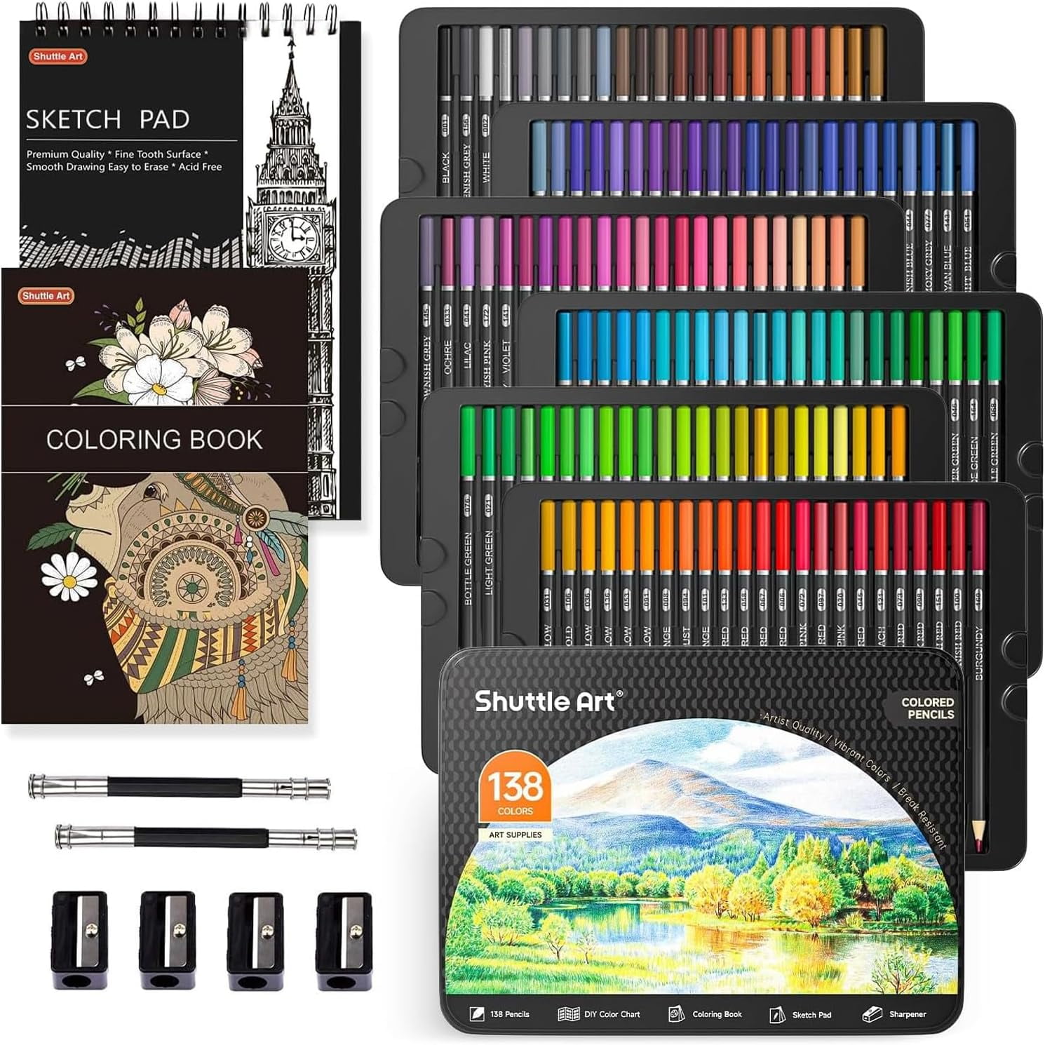 185 Pieces Double Sided Trifold Easel Art Set, Drawing Art Box with Oil ...