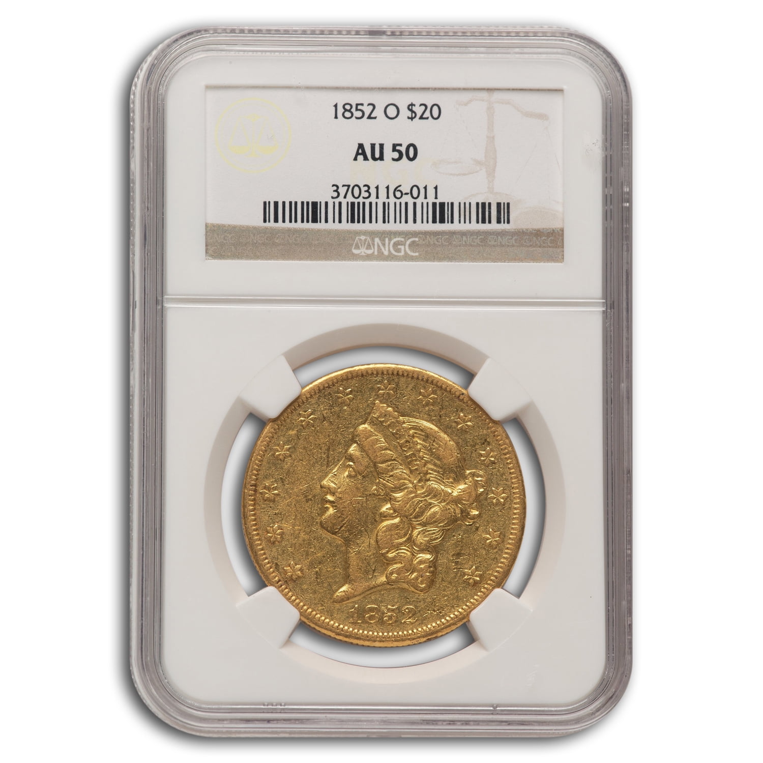1852-O $20 Liberty Gold Double Eagle AU-50 NGC - Walmart.com