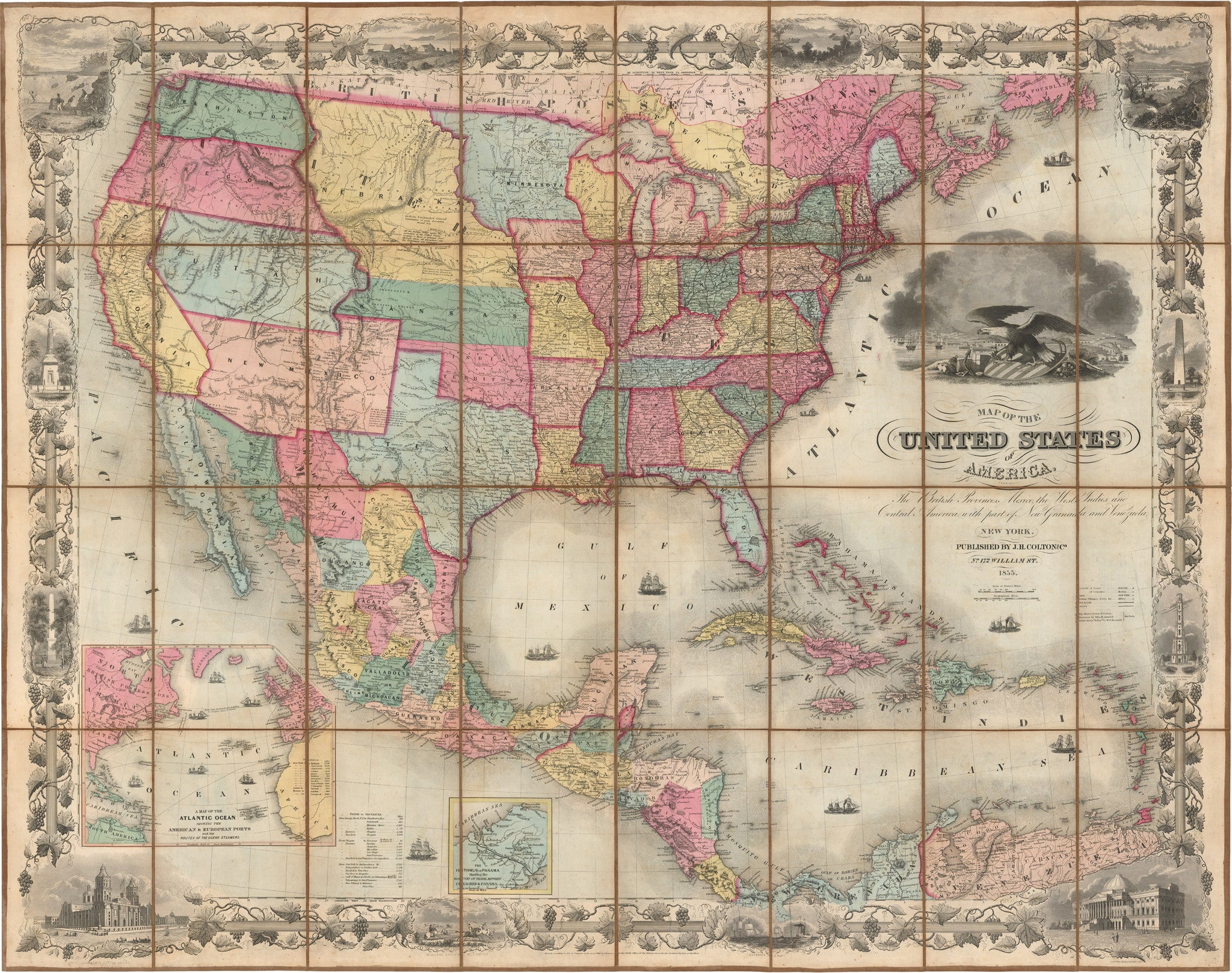 1855 Colton's Map of the United States of America... - Walmart.com