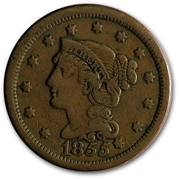 1855 Large Cent Slanted 5's VF - Walmart.com