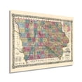 1856 Iowa State Map Poster - Vintage Map of Iowa Wall Art Print ...