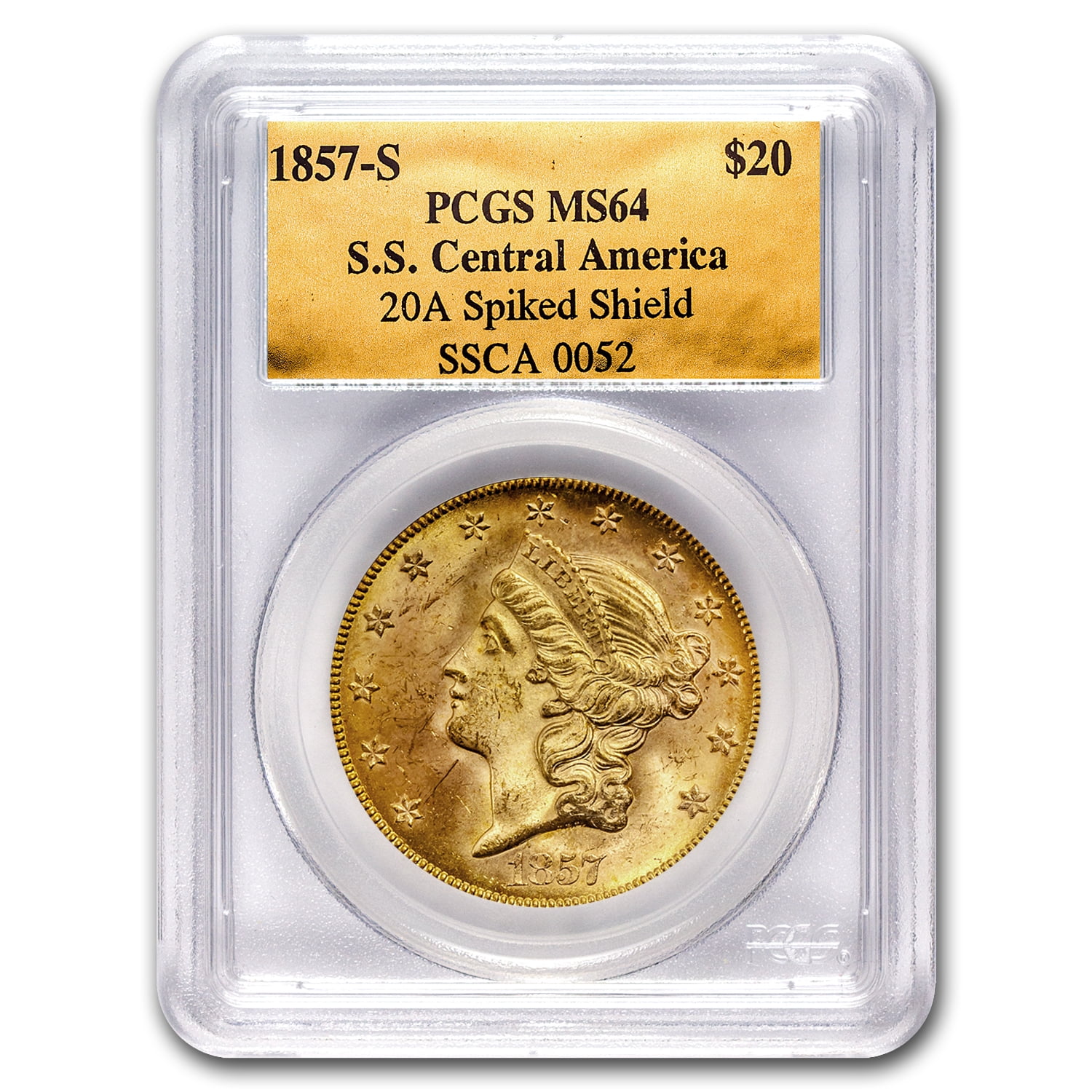 1857-S $20 Lib Gold SS Central America 20A MS-64 PCGS - Walmart.com