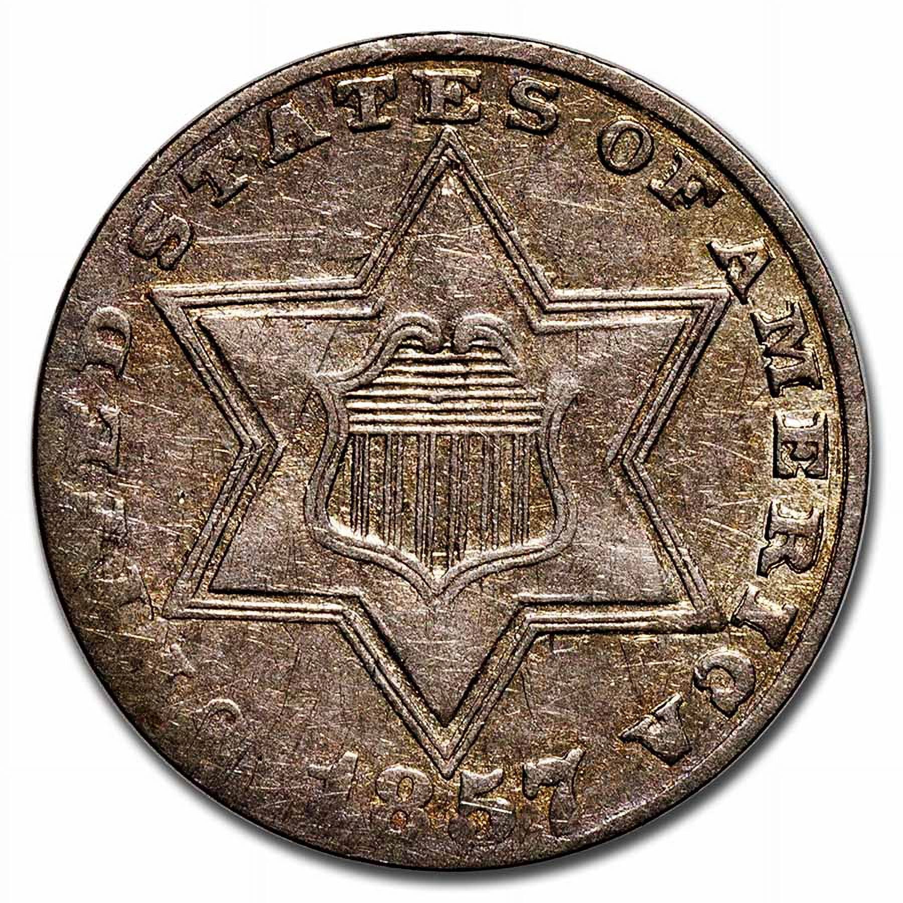 1857 Three Cent Silver VG - Walmart.com