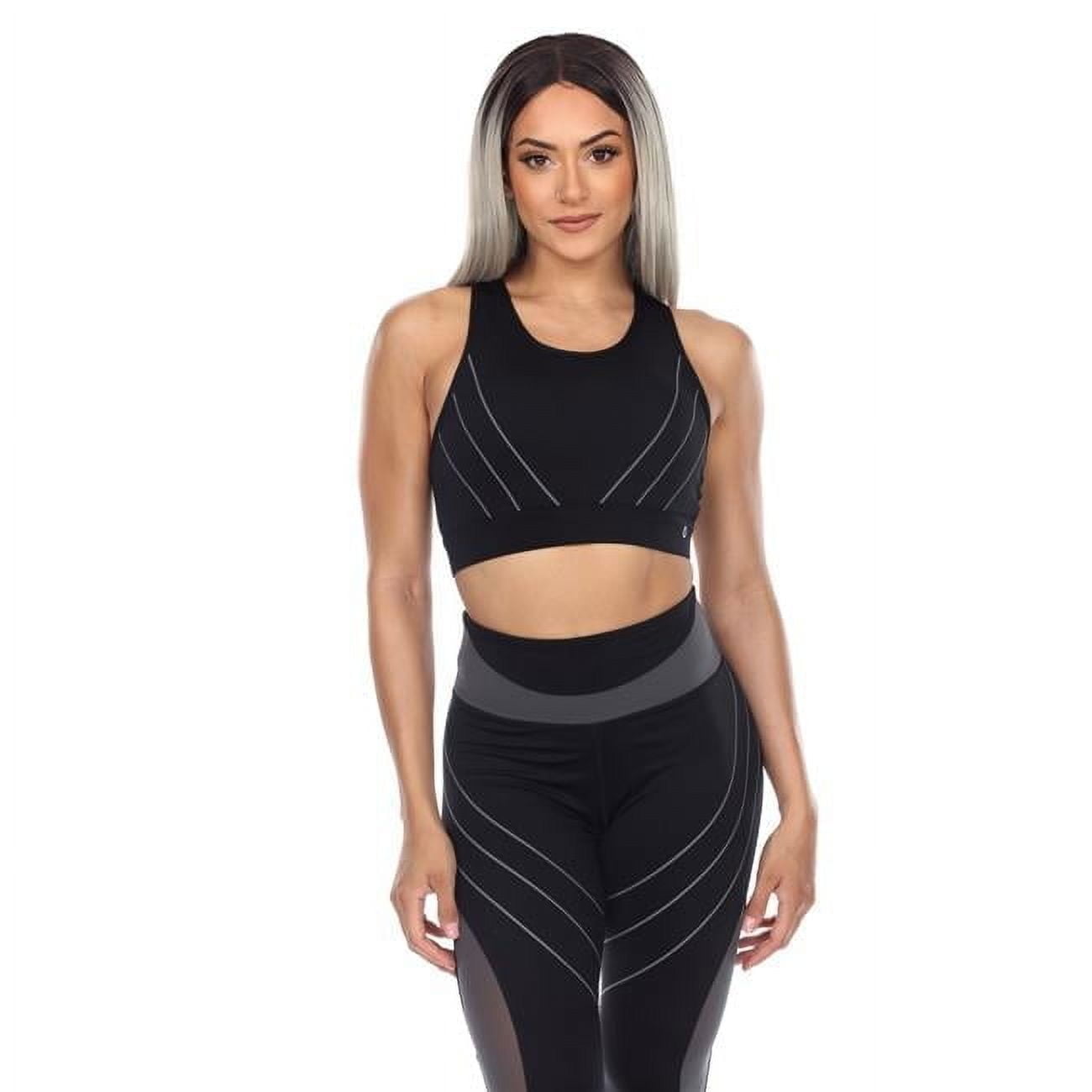 18582-01-S Women Peek a Boo Cut Out Back Mesh Sports Bra, Black - Small ...