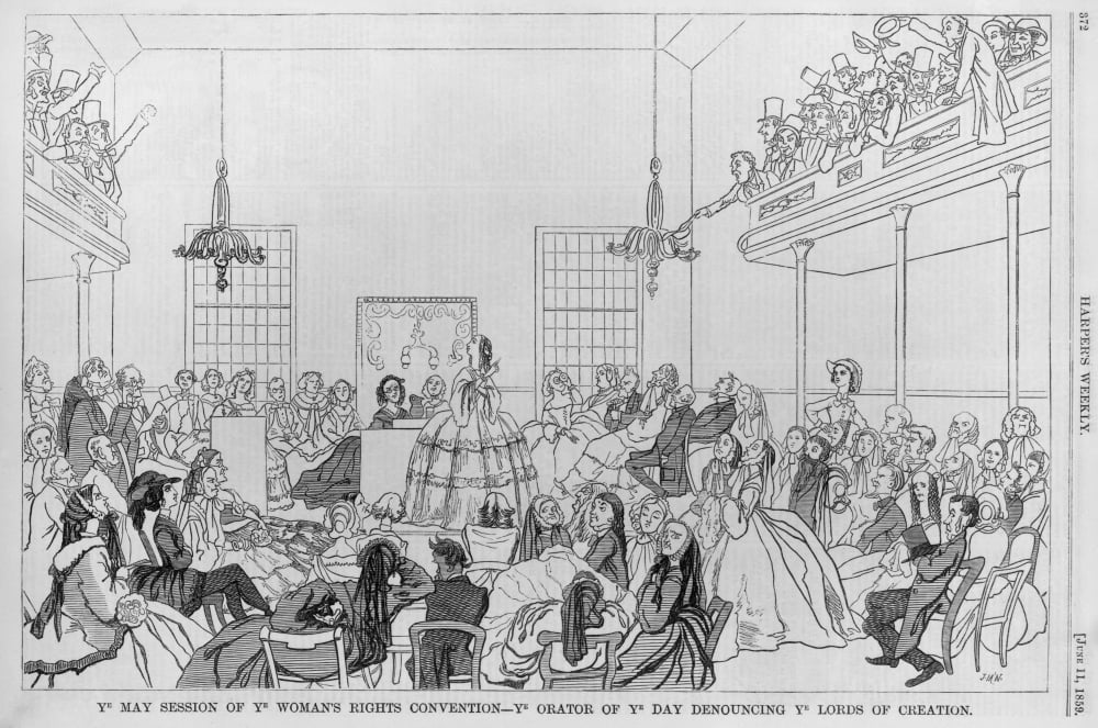 1859 Print Satirizing The 9Th Women Rights Convention In New York City ...